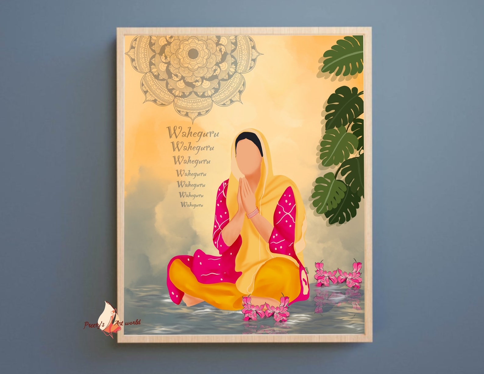 Punjabi Sikh Women Doing Simran Art Print I Punjabi Culture - Etsy