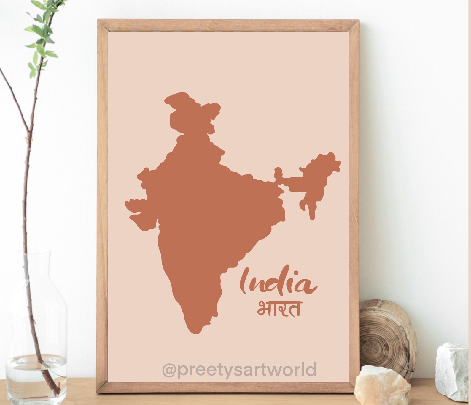 Boho India Map I Printable Boho Wall Art I Minimalist Map - Etsy