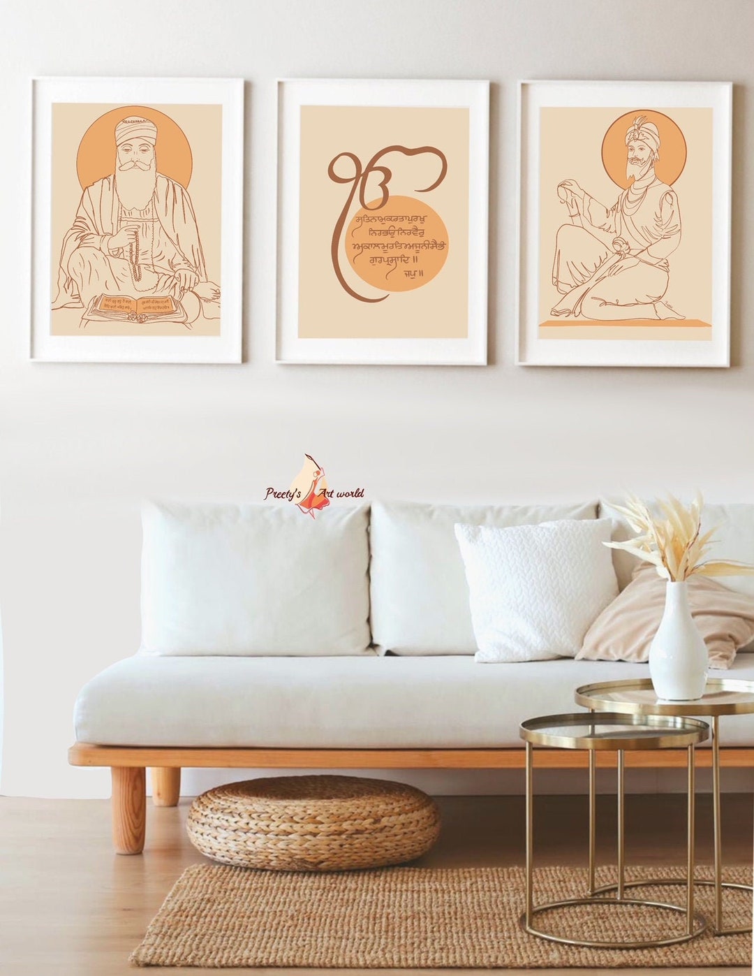 Set of 3 Boho Guru Nanak Ji , Guru Gobind Singh Ji & Mool Mantar Art ...