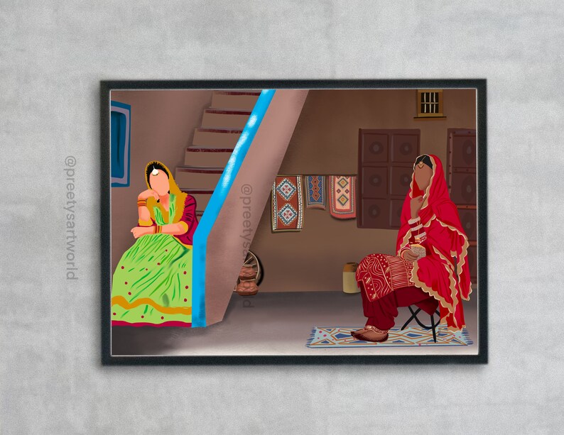 Punjabi Bride in Red Suit Art Print I Sikh Art Poster Print I Sikh Home ...