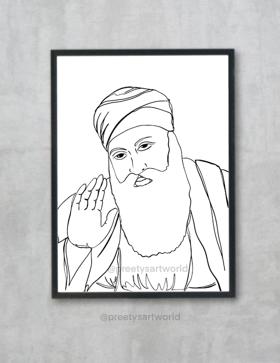 Guru Nanak Dev Ji Line Sketch