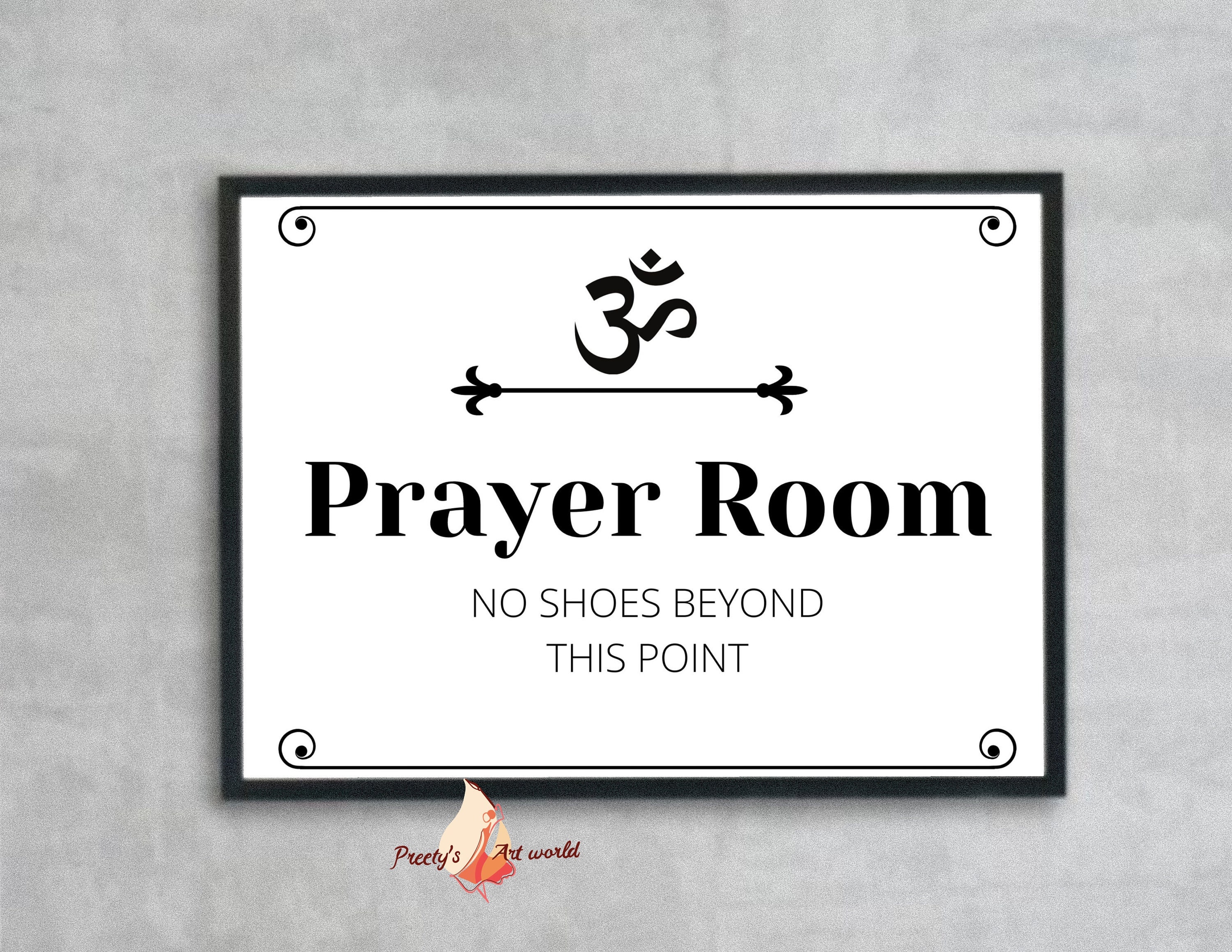 Prayer Room Sign No Shoes Beyond This Point I Hindu Prayer Religious ...