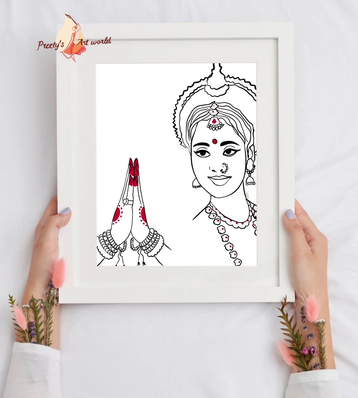 Indian Traditional Kathak Dancer Line Art Drawing Poster Print I ...
