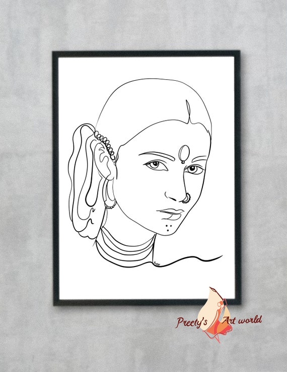 Indian Woman Face Sketch