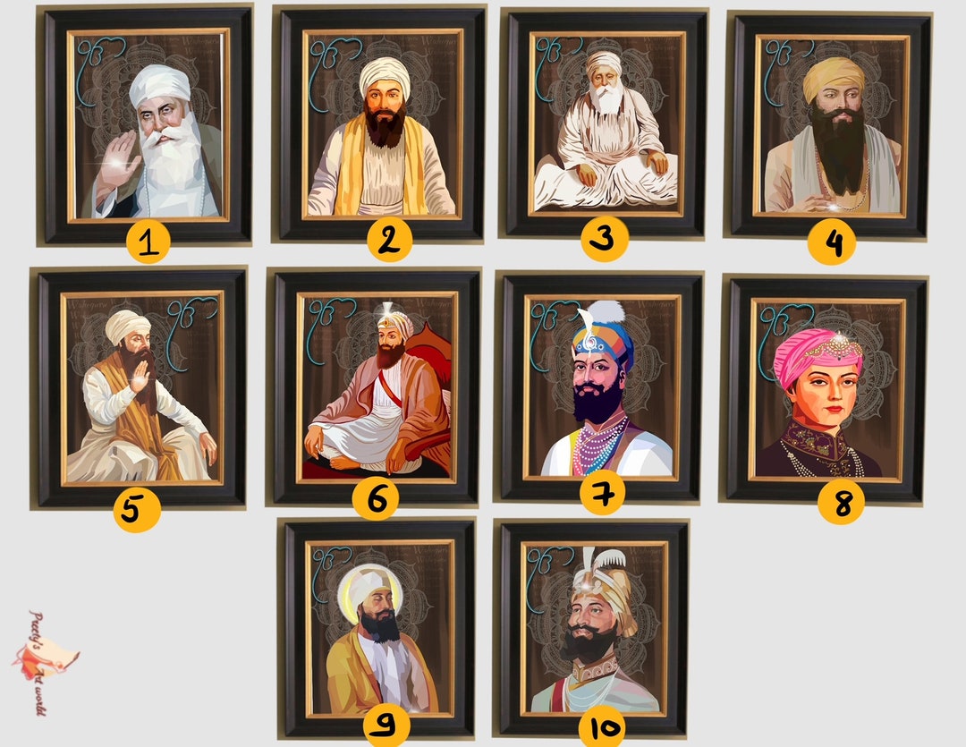 Sikh Gurus Canvas Wall Art Framed Print Ready to Hand I Custom - Etsy