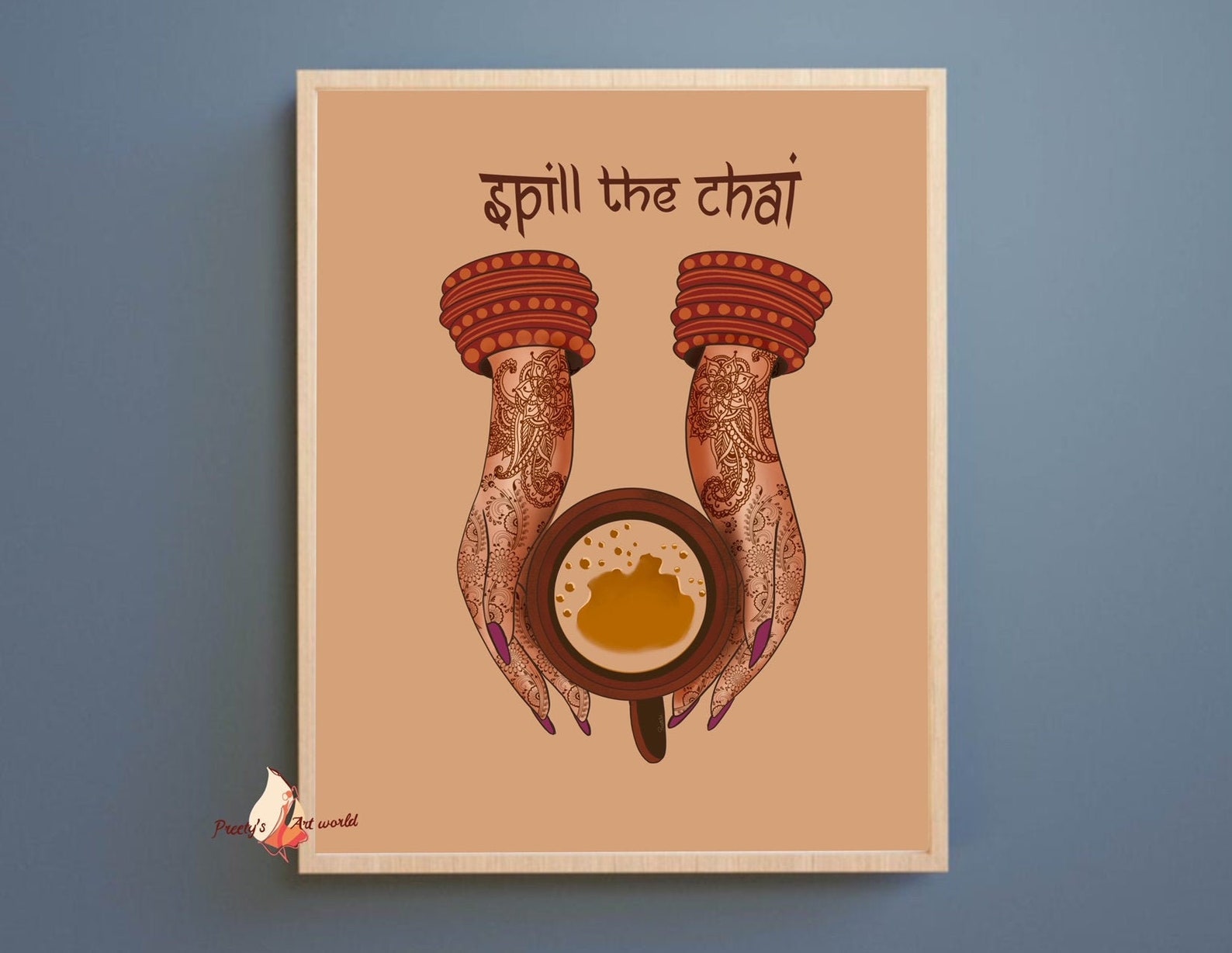 Spill the Chai Print I Indian Wall Art I Desi South Asian Art - Etsy