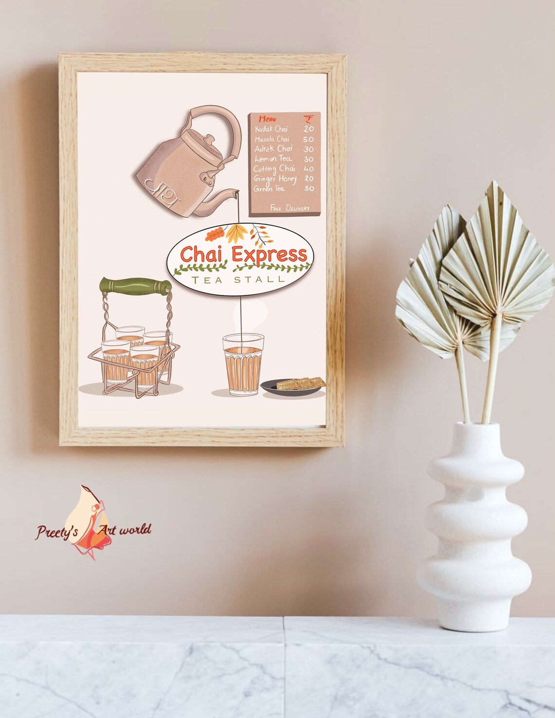 Chai Express Tea Stall Indian Illustration Poster Printable I Indian ...