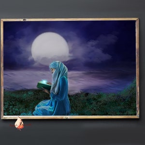 Woman Praying God Art Illustration Poster Print I I Home Wall Décor I ...