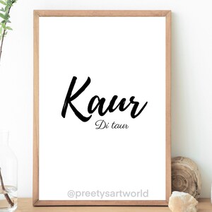 Kaur Di Taur Minimalist Print I Living Room Indian Modern Typography ...