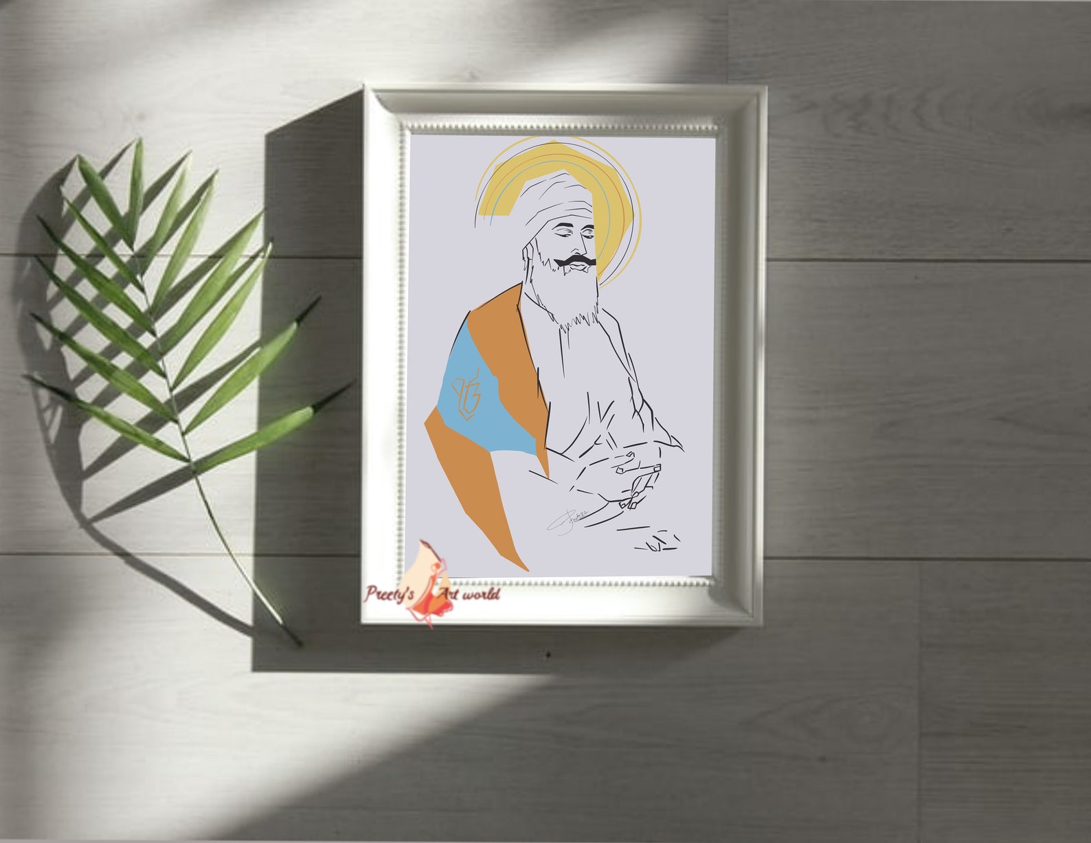 Minimalist Style Guru Teg Bahadur Singh Ji Sikh Line Art Illustration ...