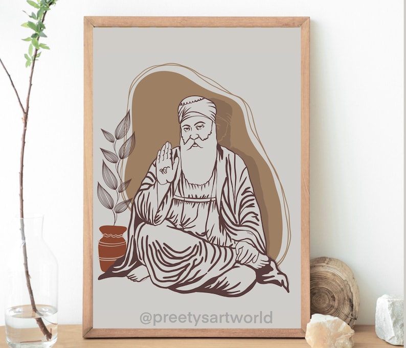 Guru Nanak Dev Ji Sikh Wall Art Sikh Boho Home Decor - Etsy