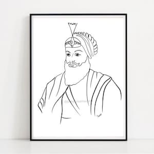 Guru Har Rai Ji I Sikhart Print I Sikh Guru Wall Art Poster I Punjabi ...