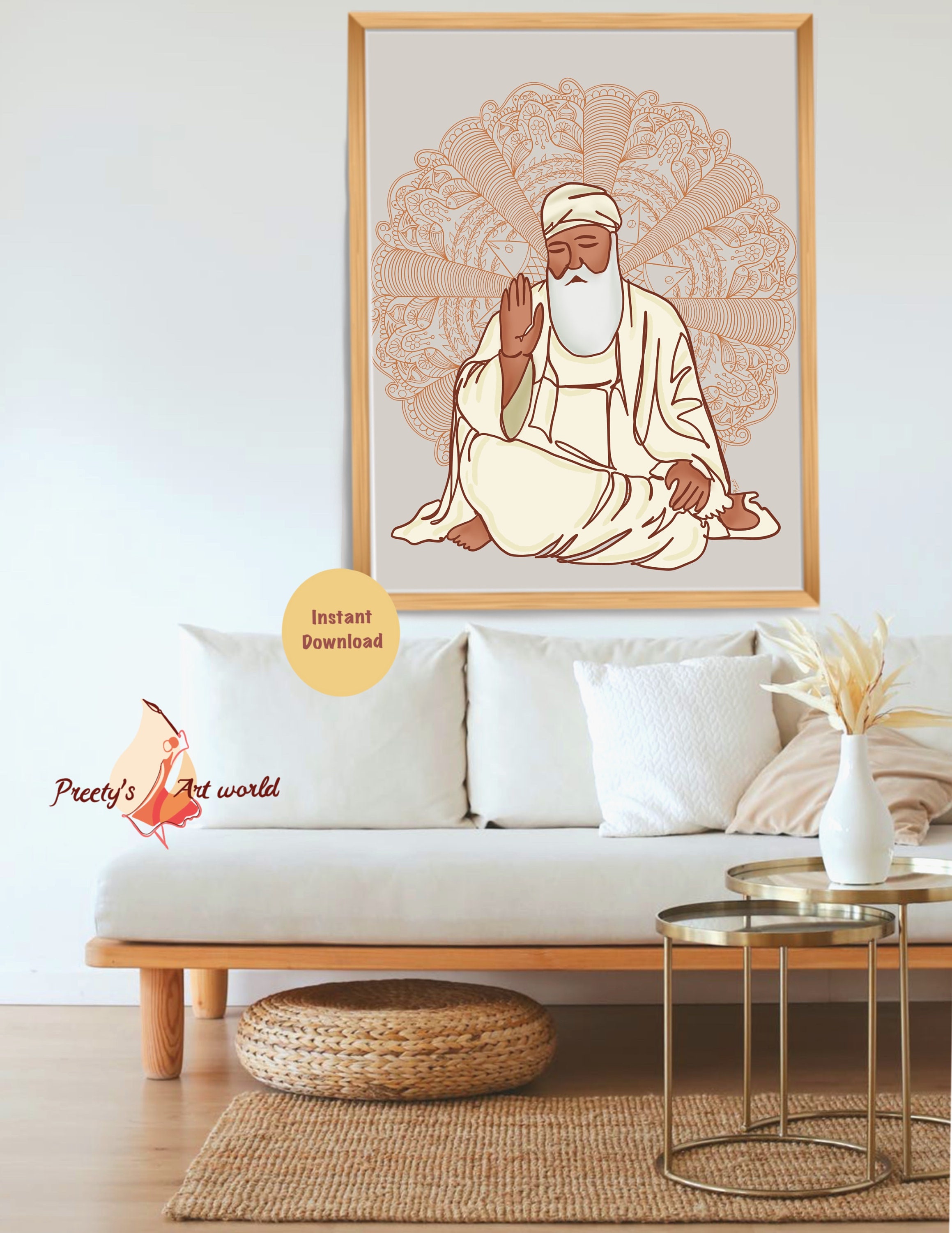 Baba Nanak Mandala Sikh Art Guru Nanak Dev Ji Sikh Home | Etsy