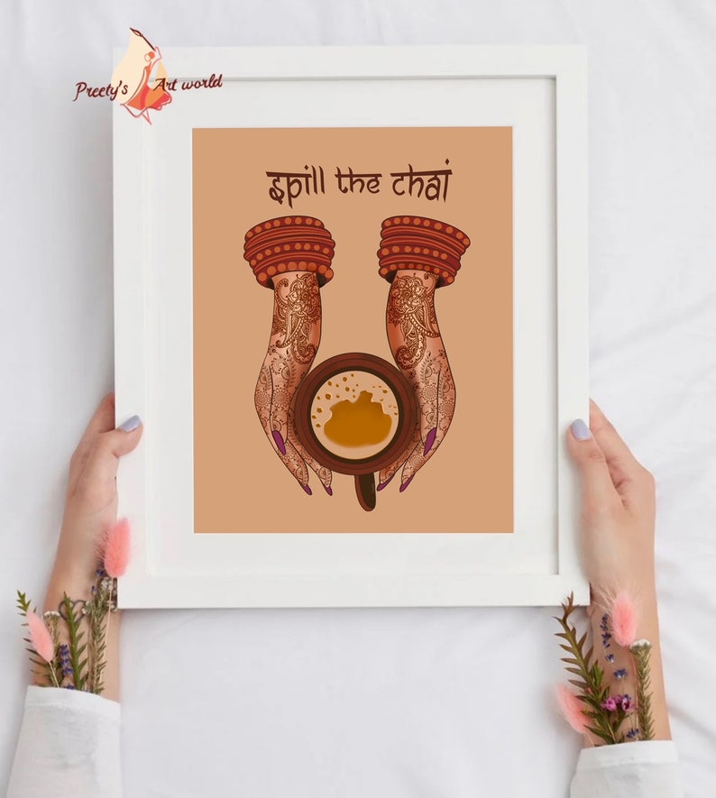 Spill the Chai Print I Indian Wall Art I Desi South Asian Art - Etsy