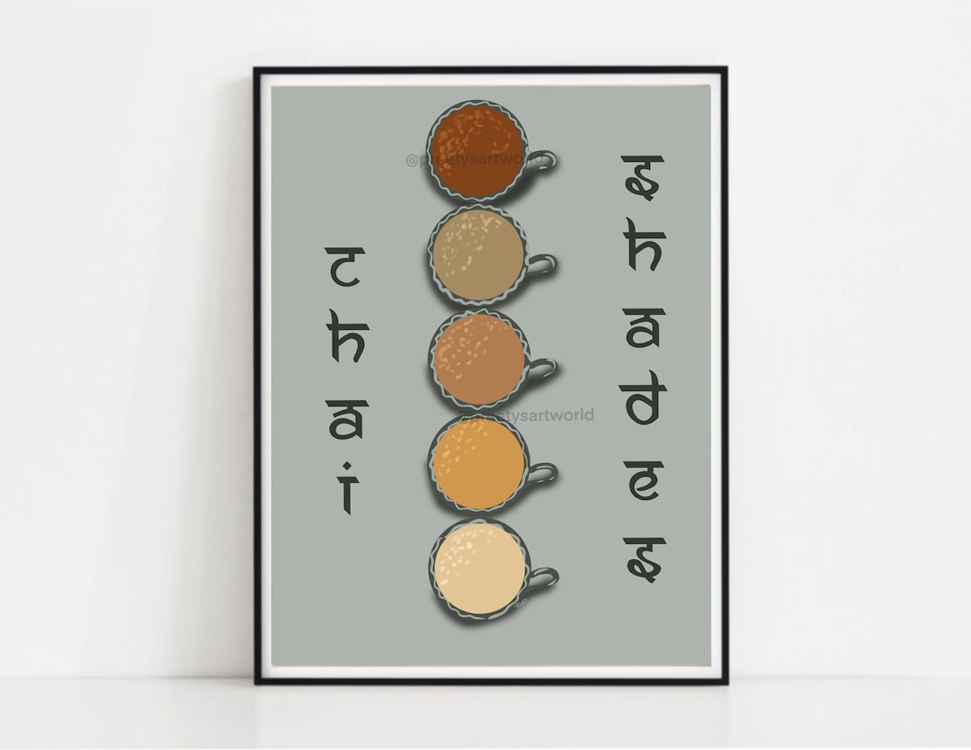Chai Ke Rang , Chai Shades Poster, Chai Cups in Different Shades Wall ...