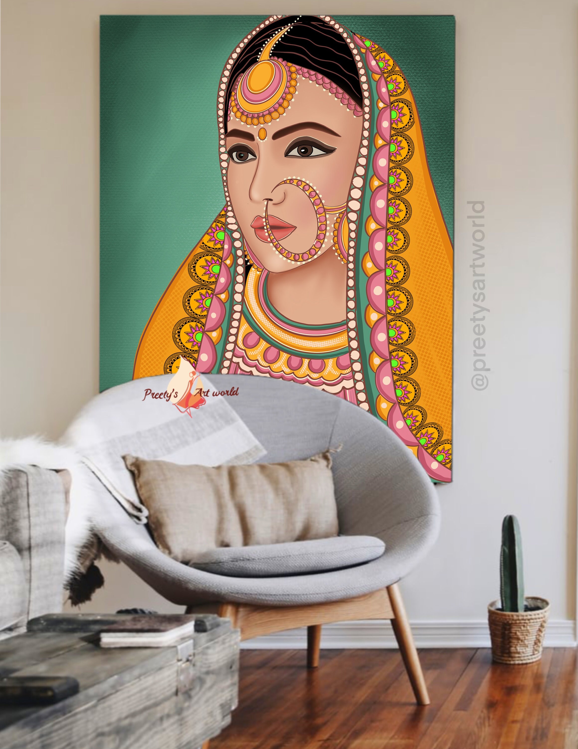 Indian Royal Lady Art Print I Printable Indian Wall Art I | Etsy