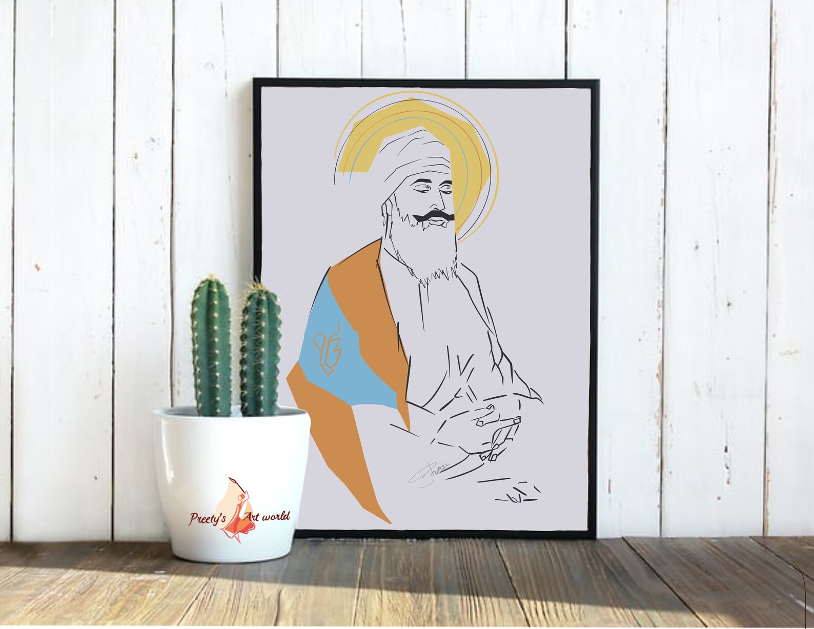 Minimalist Style Guru Teg Bahadur Singh Ji Sikh Line Art Illustration ...