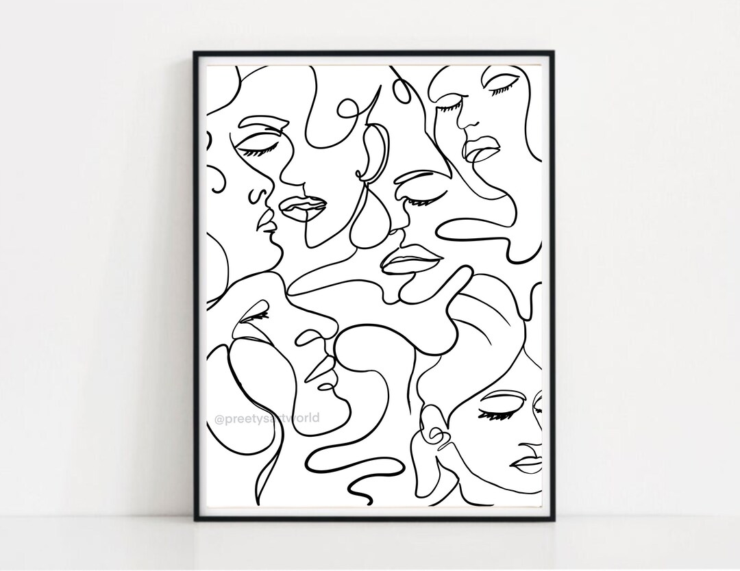 Abstract Faces Print I One Line Women Faces I Modern Decor Wall Print I ...