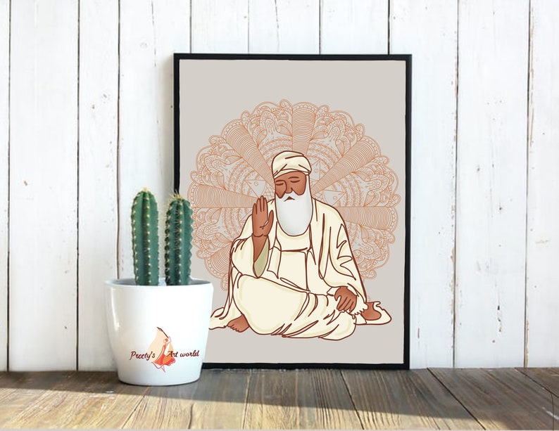 Baba Nanak Mandala Sikh Art Guru Nanak Dev Ji Sikh Home - Etsy
