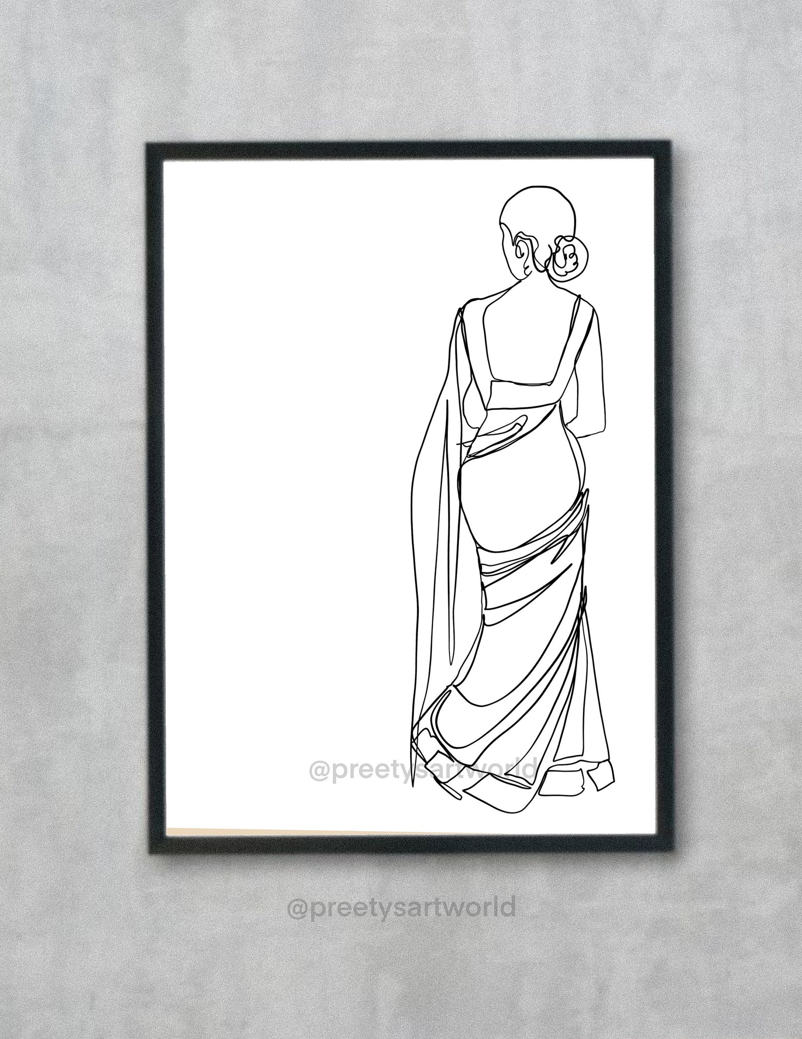 Indian Women In Saree Line Art I Minimalist Wall Art Home | Etsy