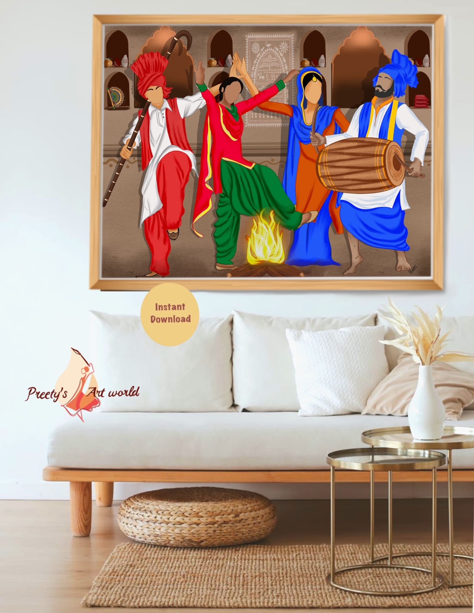 Punjabi Bhangra Gidda Dancer Art Illustration I Balle Balle I Sikh ...