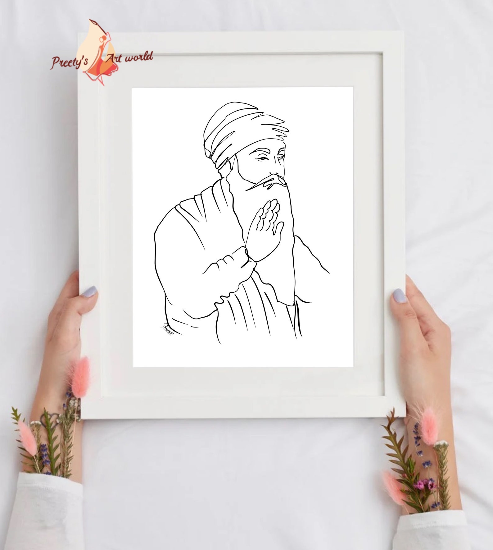 Guru Arjan Dev Ji Sikh Guru Line Art Illustration Print I Sikh - Etsy