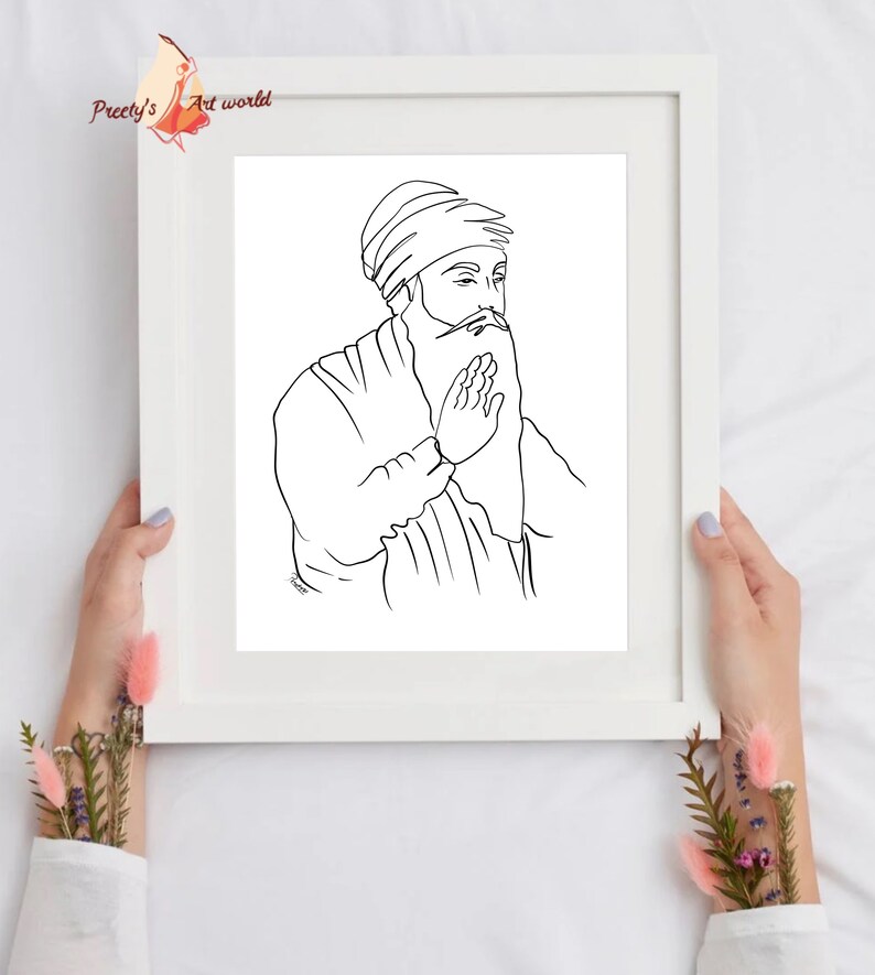 Guru Arjan Dev Ji Sikh Guru Line Art Illustration Print I Sikh - Etsy