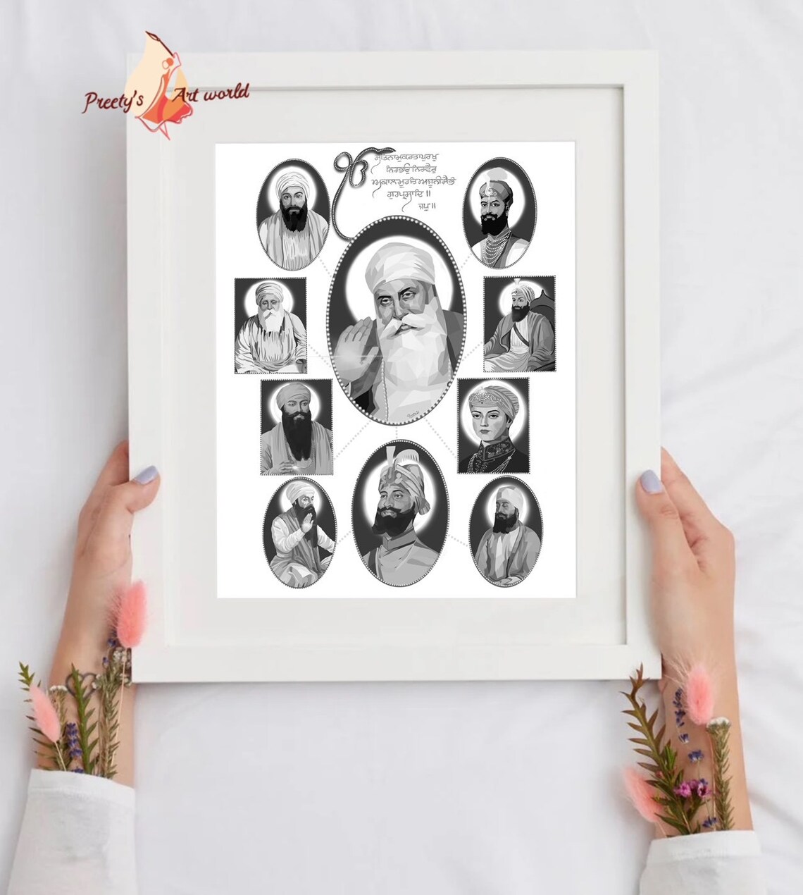 Sikh 10 (ten) Gurus Art Work Poster I Sikh Gurus Portrait I Sikhism I ...