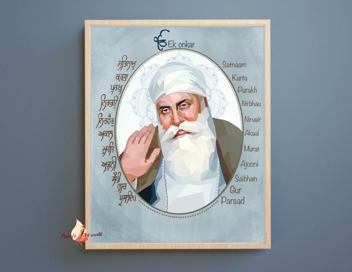 Handdrawn Guru Nanak Dev Ji & Handwritten Mool Mantar in - Etsy