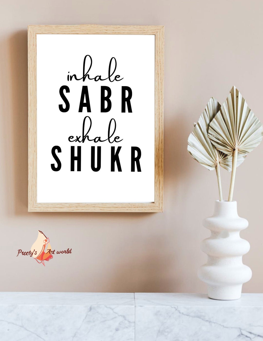 Inhale Sabr Exhale Shukr Art Poster I Calligraphy Quotes Wall - Etsy