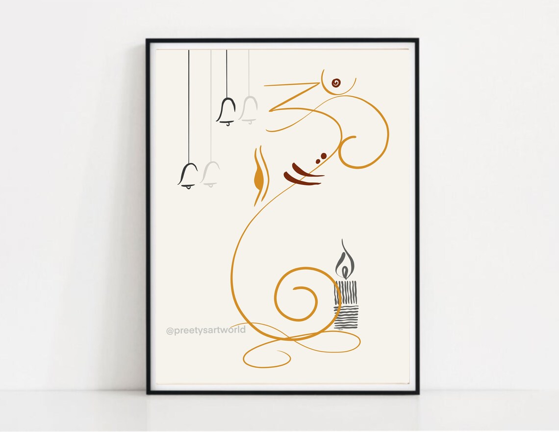 Abstract Modern Ganesha Minimalist Line Drawing Indian Hindu - Etsy