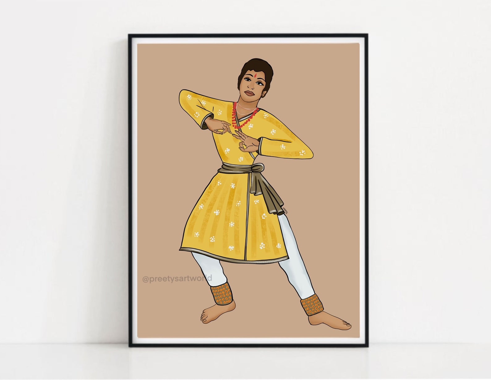 Set of 2 Kathak Male & Female Dancer Art Illustration Poster Print I ...