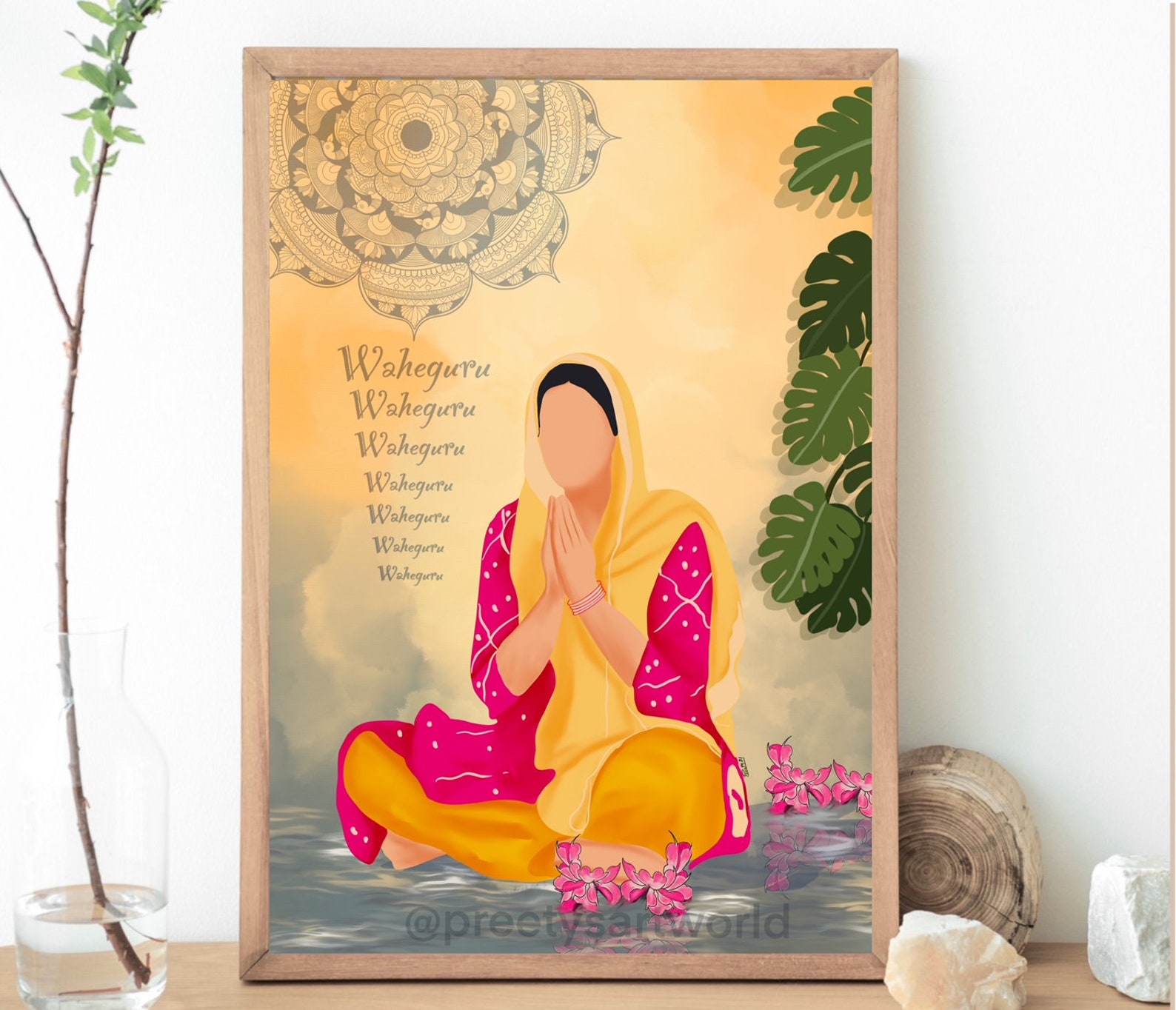 Punjabi Sikh Women Doing Simran Art Print I Punjabi Culture - Etsy