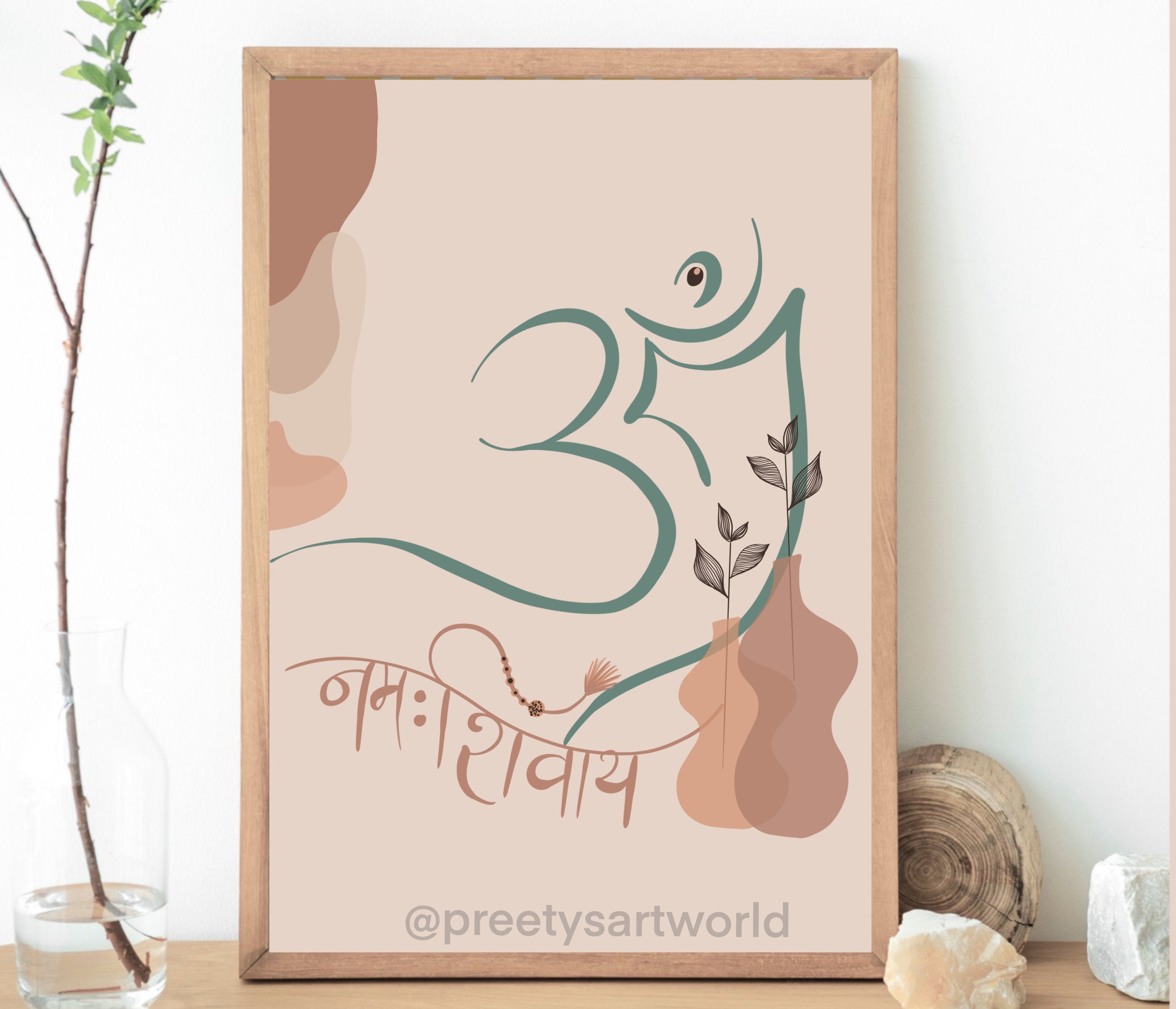 Handwritten Om Namah Shivaya Boho Art I Sacred Symbols Art | Etsy