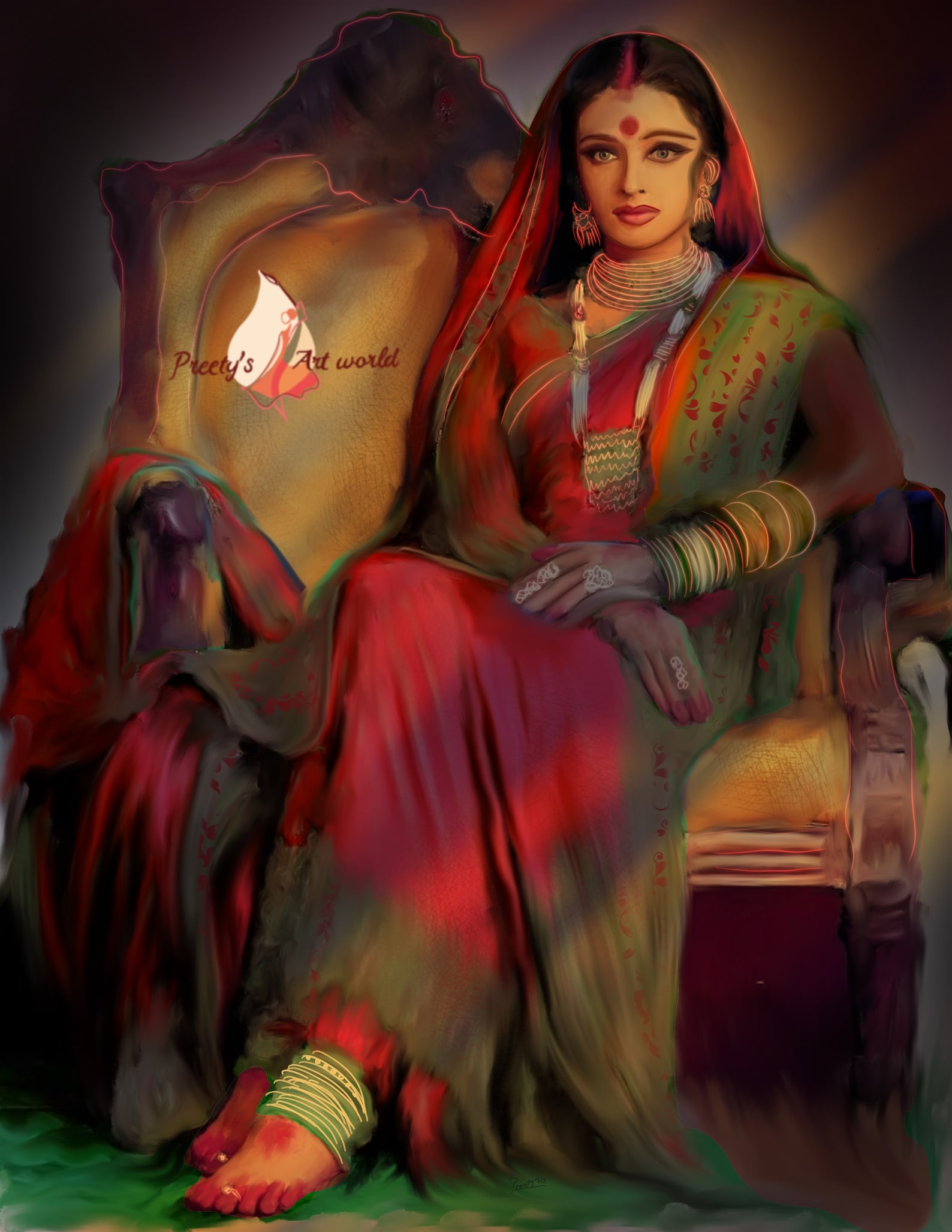 Indian Maharani Royal Women Art Illustration I Home Wall Décor I Indian ...