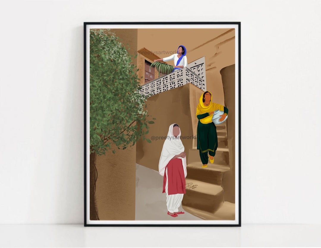 Chobara I Rural Punjab Village Art Print Indian Ethnic Home Décor I ...