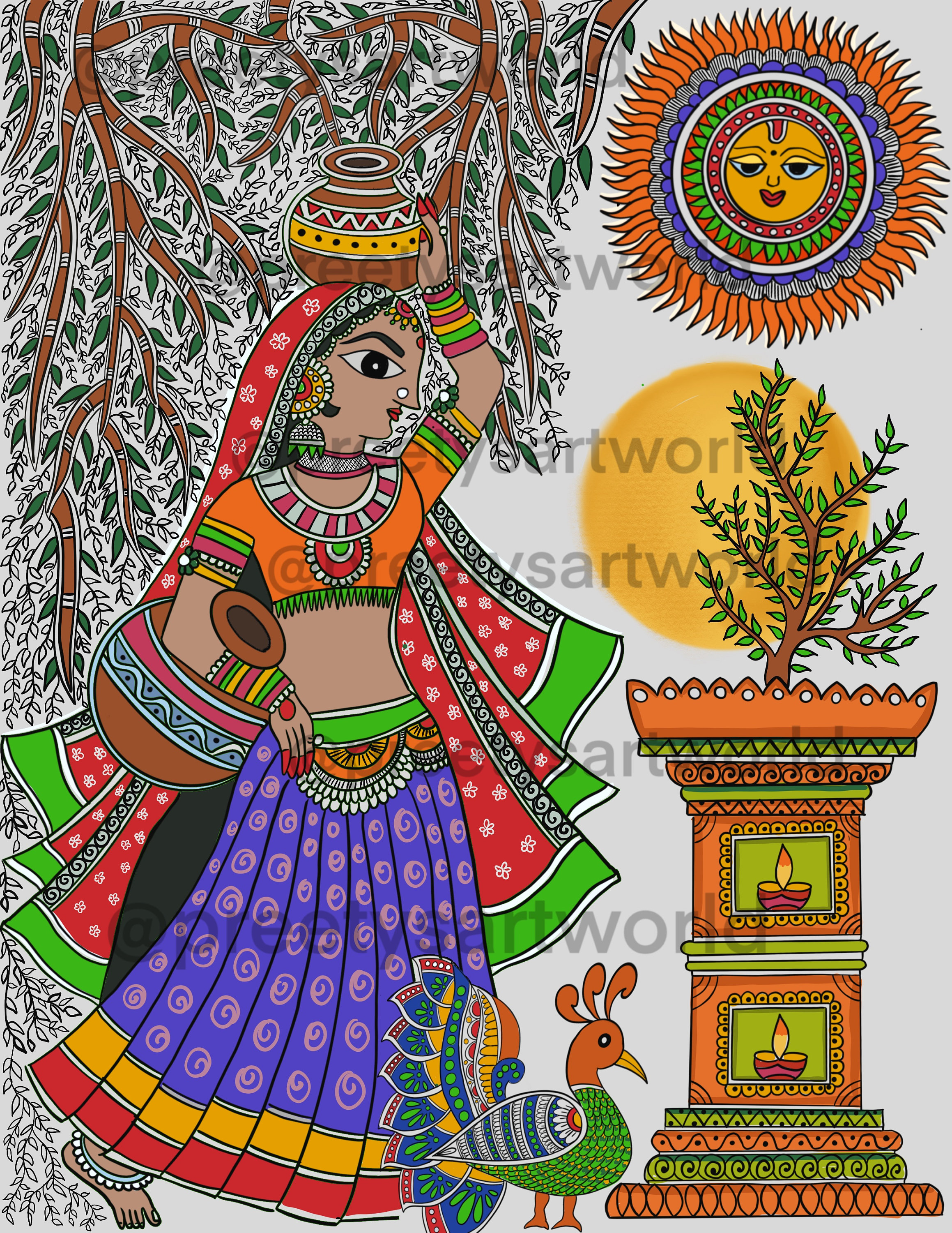Madhubani Painting| Indian Traditional Folk Art| Indian Painting ...
