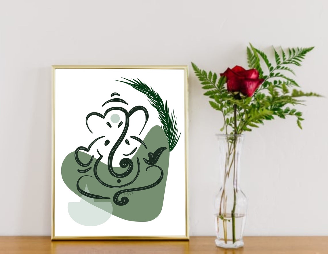 Abstract Modern Ganesha Minimalist Line Drawing Indian Hindu - Etsy