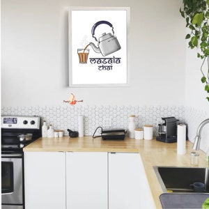 Masala Chai Tea Sign Indian Kitchen Art Illustration Kitchen Home Décor ...