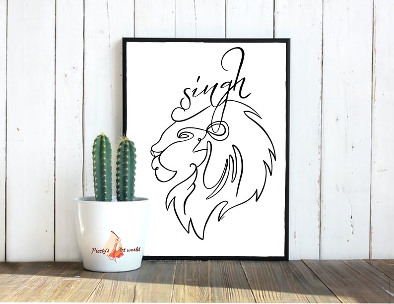 Singh Lion Khalsa Line Art Minimalist Sikh Home Decor I Punjabi Wall ...