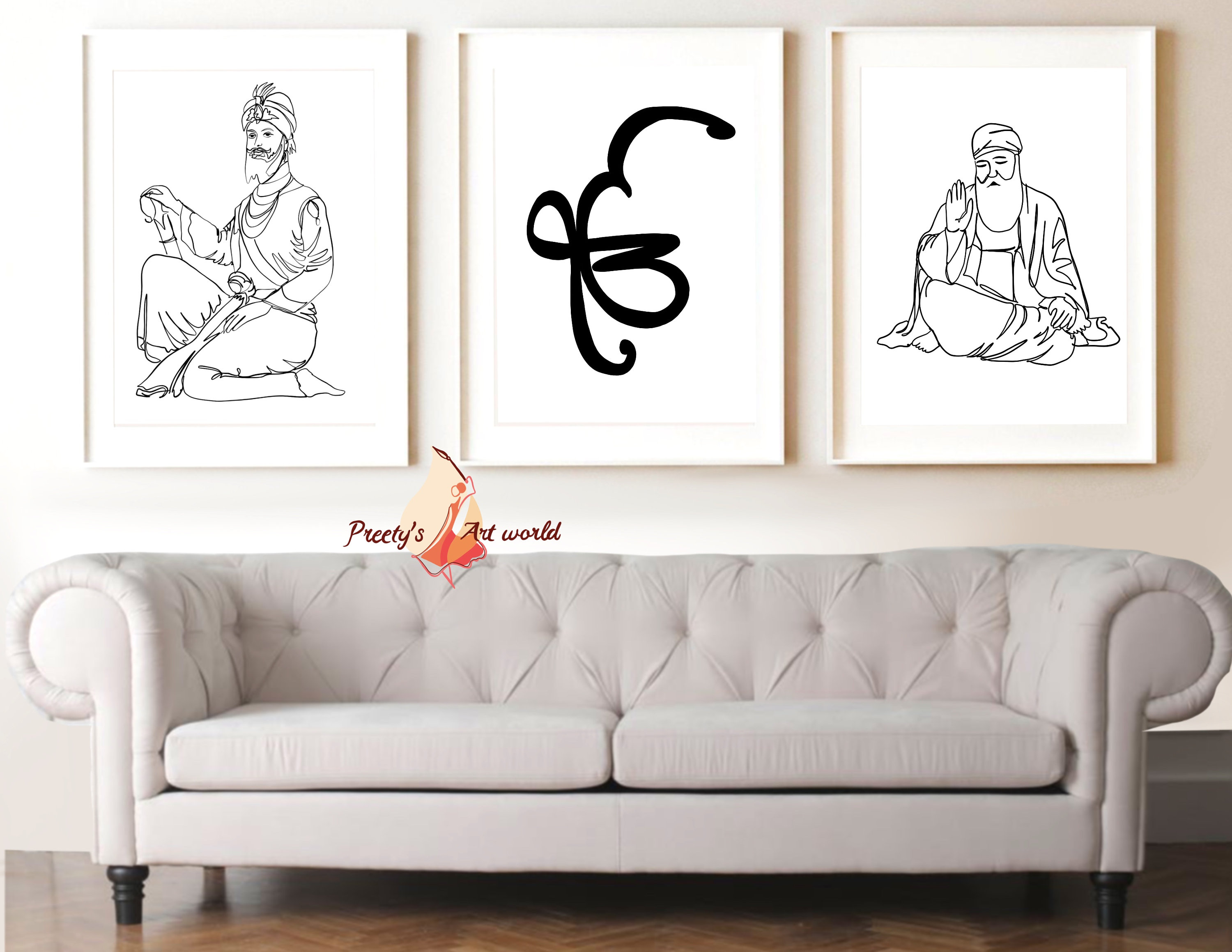 Guru Gobind Singh Ji One Line Art Poster Print I Sikh God Wall Arti ...