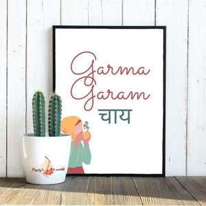 Garma Garam Chai / Hot Tea Kitchen Poster Print I Indian Tea Lover I ...