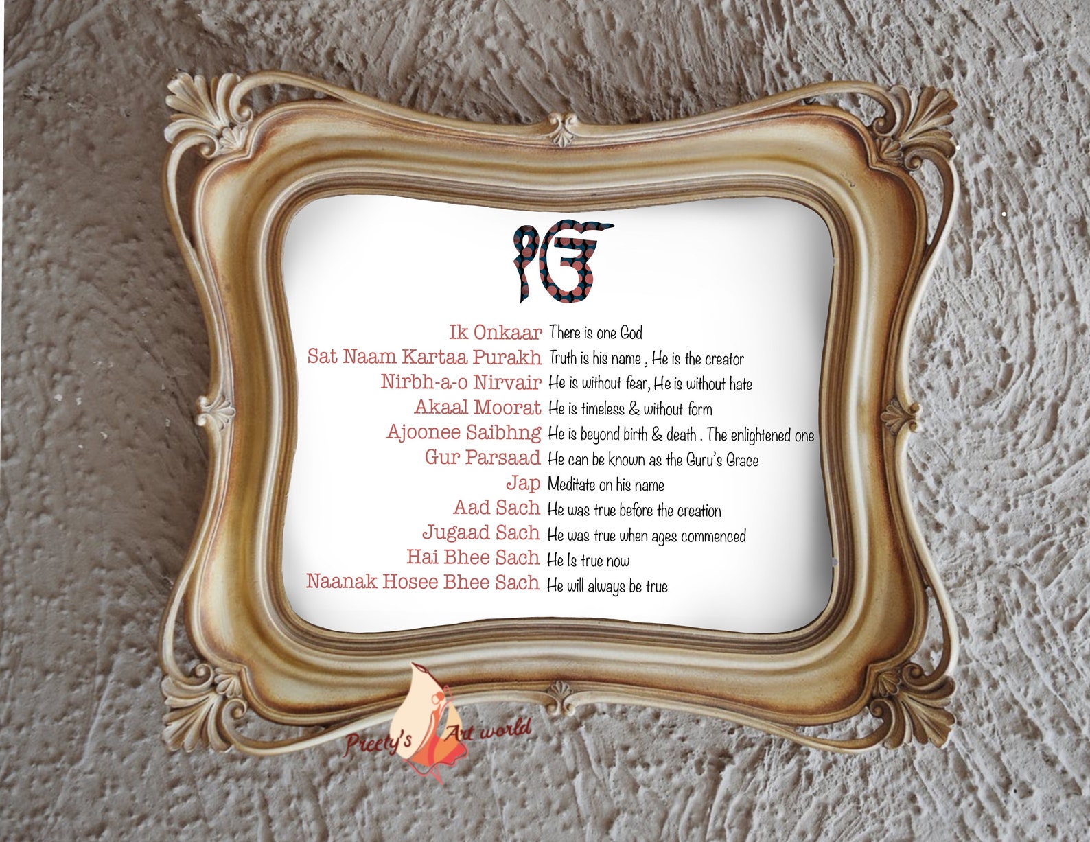 Sikh Mool Mantar in English With Meaning I Jap Ji Sahib Sikh - Etsy