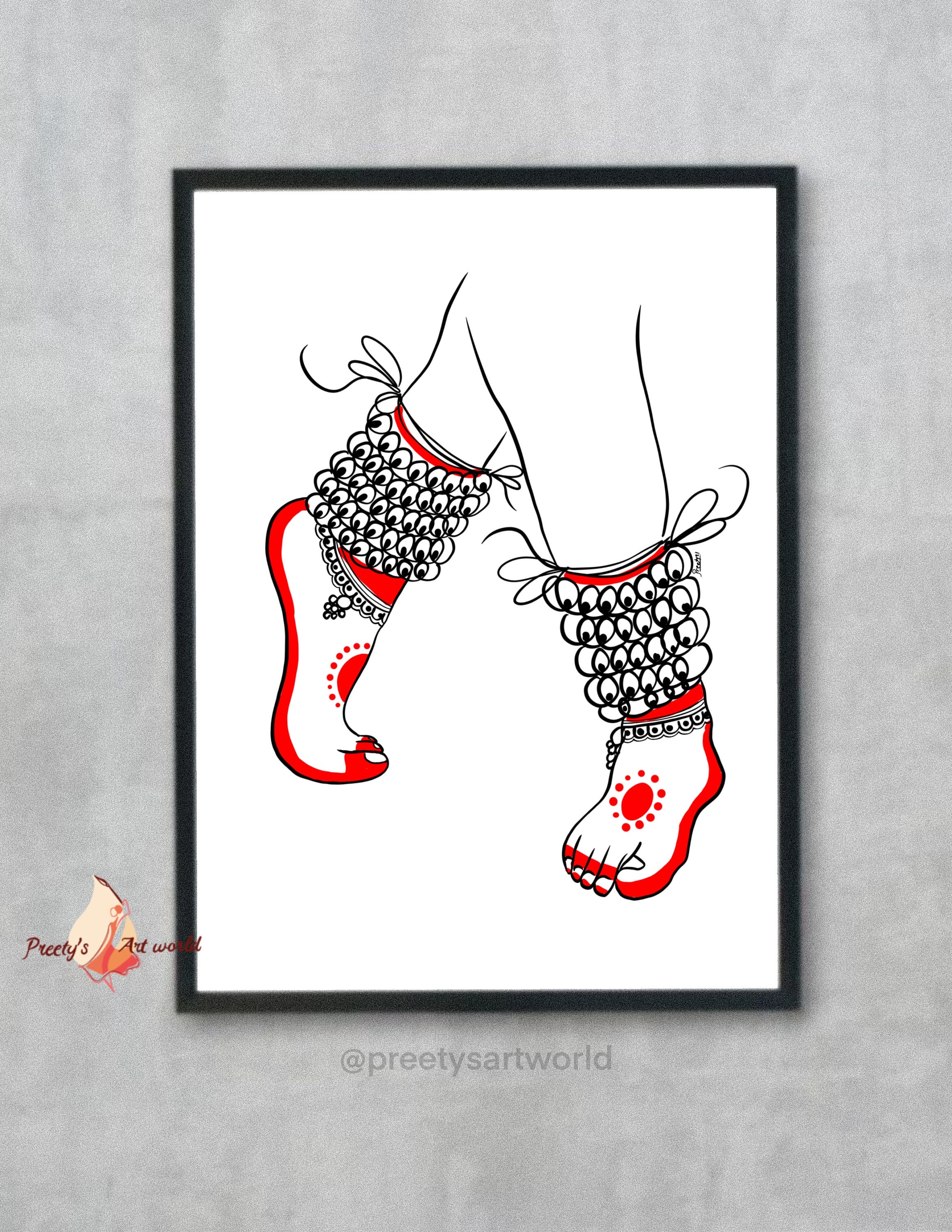 Dancers Feet Line Art I Bharatnatyam Odissi Kathak Indian Décor I ...