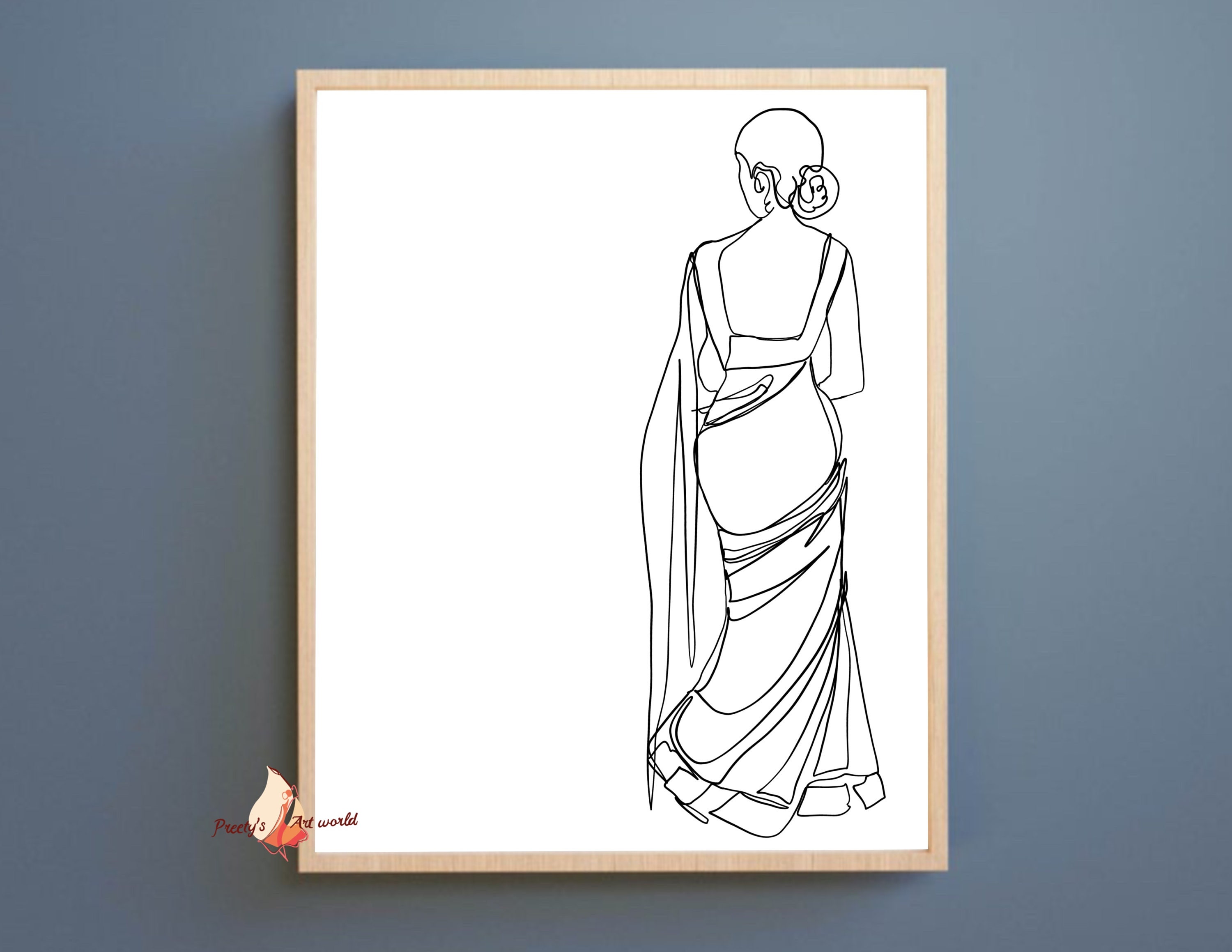 Indian Women in Saree Line Art I Minimalist Wall Art Home Decor I ...