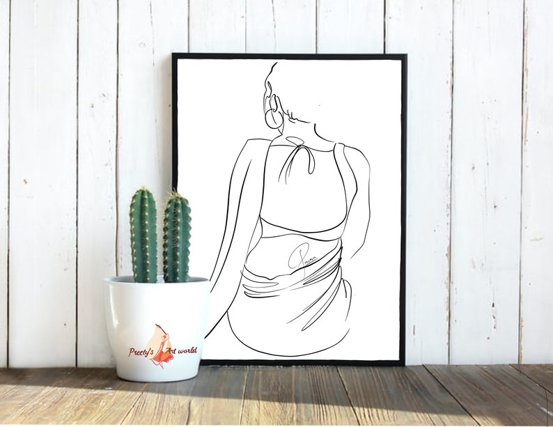 Printable Minimalist Lineart Woman Line Drawing Modern | Etsy