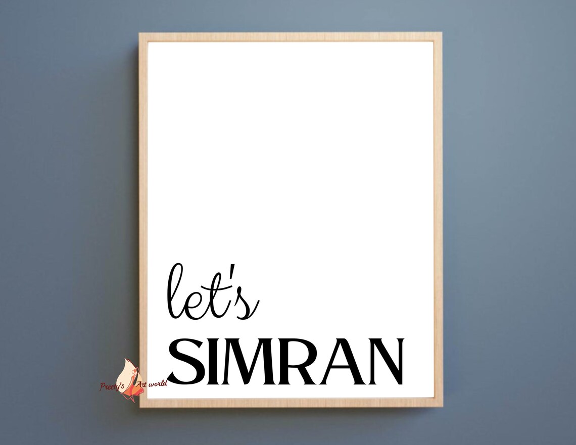 Let's Simran Religious Wall Art Monochrome Simran | Etsy