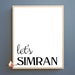 Let's Simran , Religious Wall Art, Monochrome Simran Corner Print ...