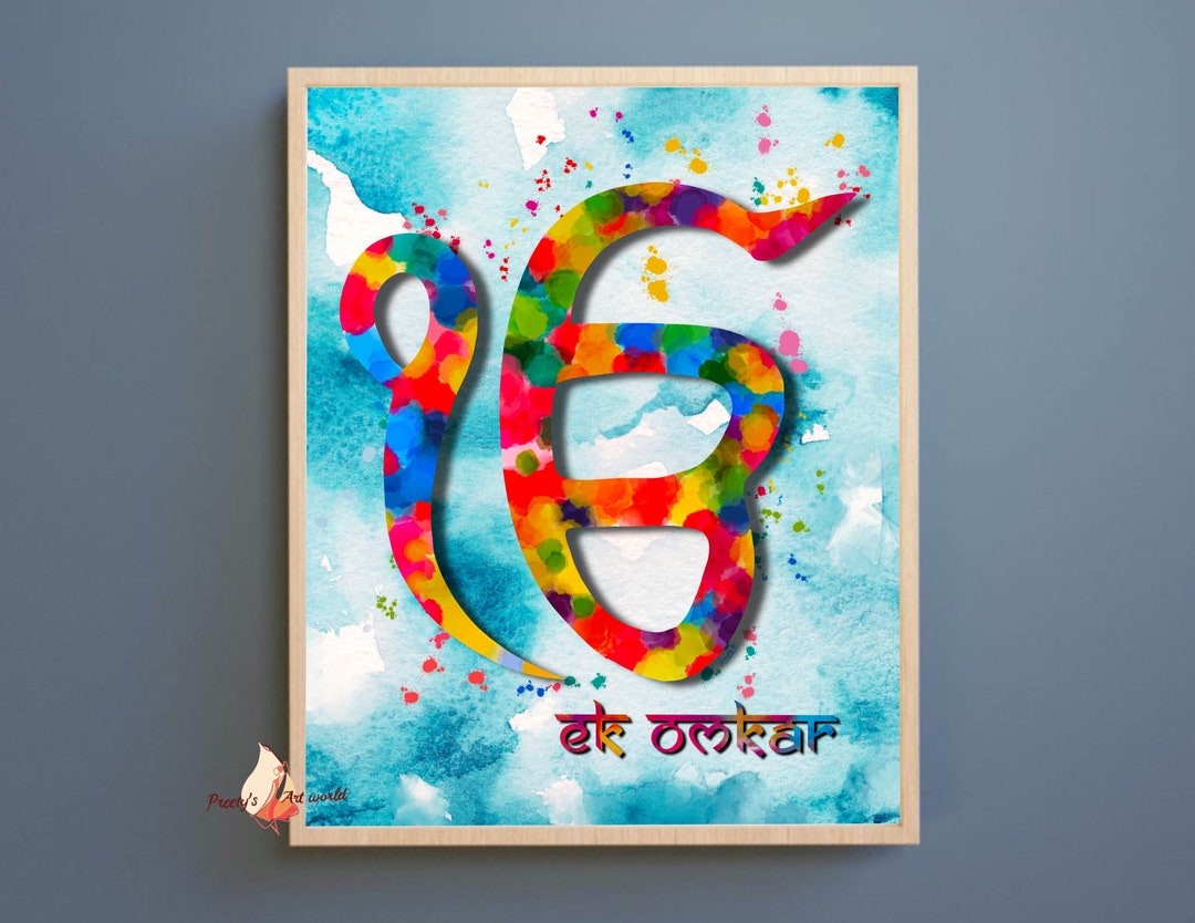 Rainbow Colored Watercolor Ek Omkar in Punjabi Printable Poster I Kids ...