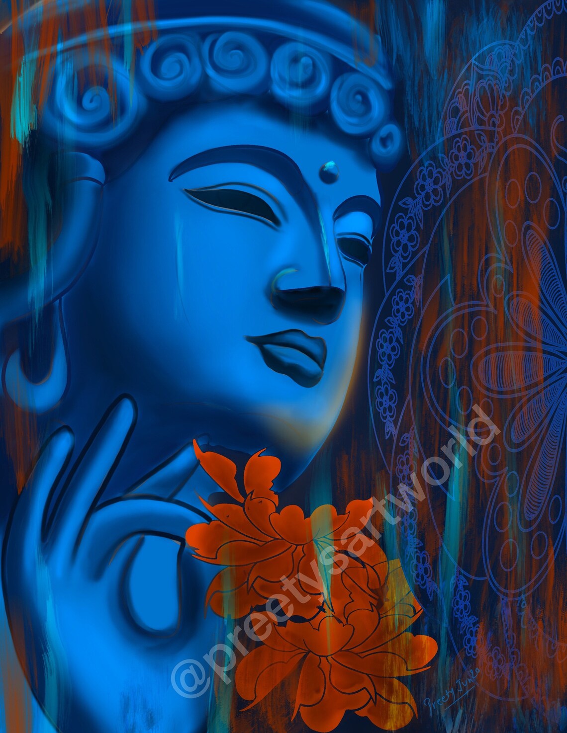 Beautiful Buddha /blue Art /digital Download / Printable Art - Etsy